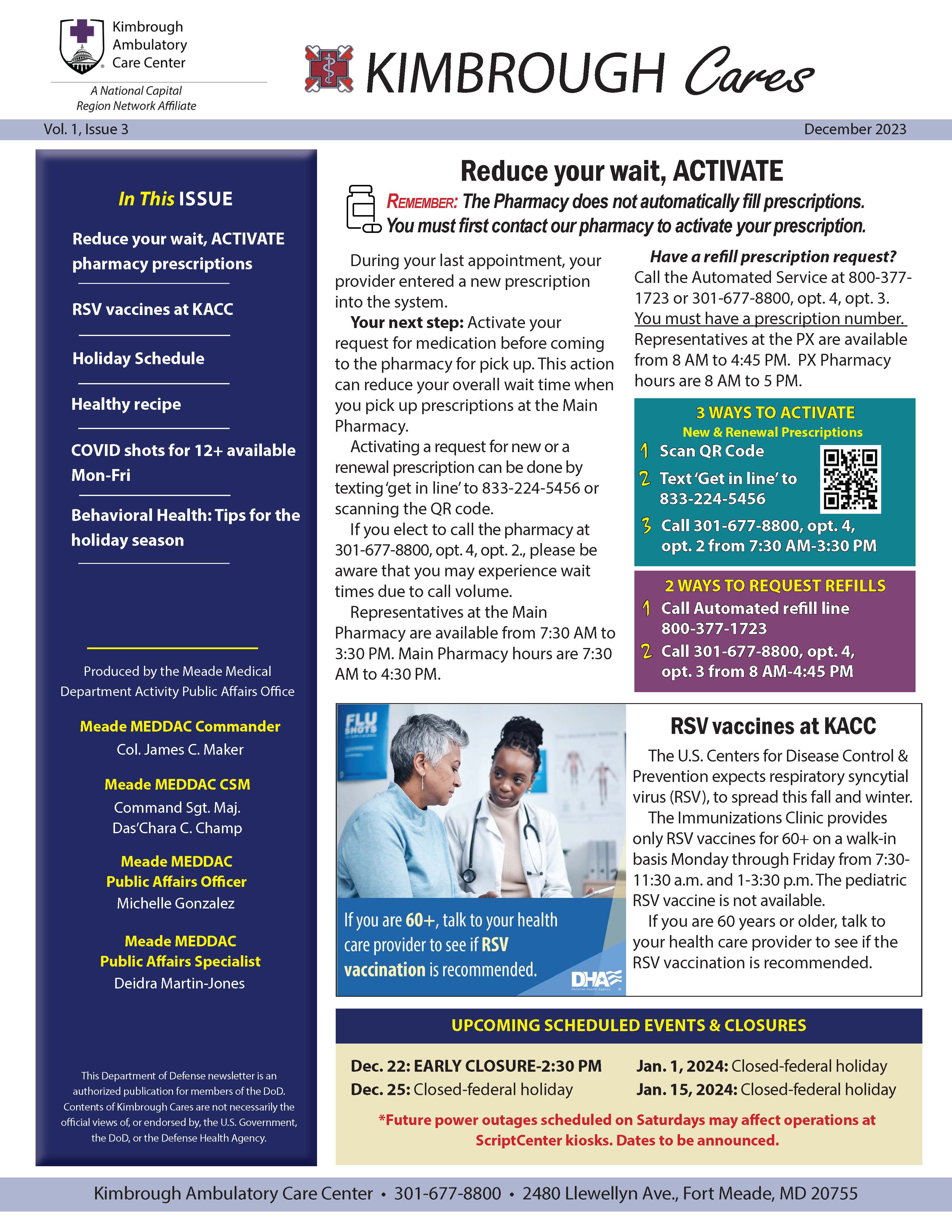 Kimbrough Cares December 2023 > Kimbrough Ambulatory Care Center > Articles